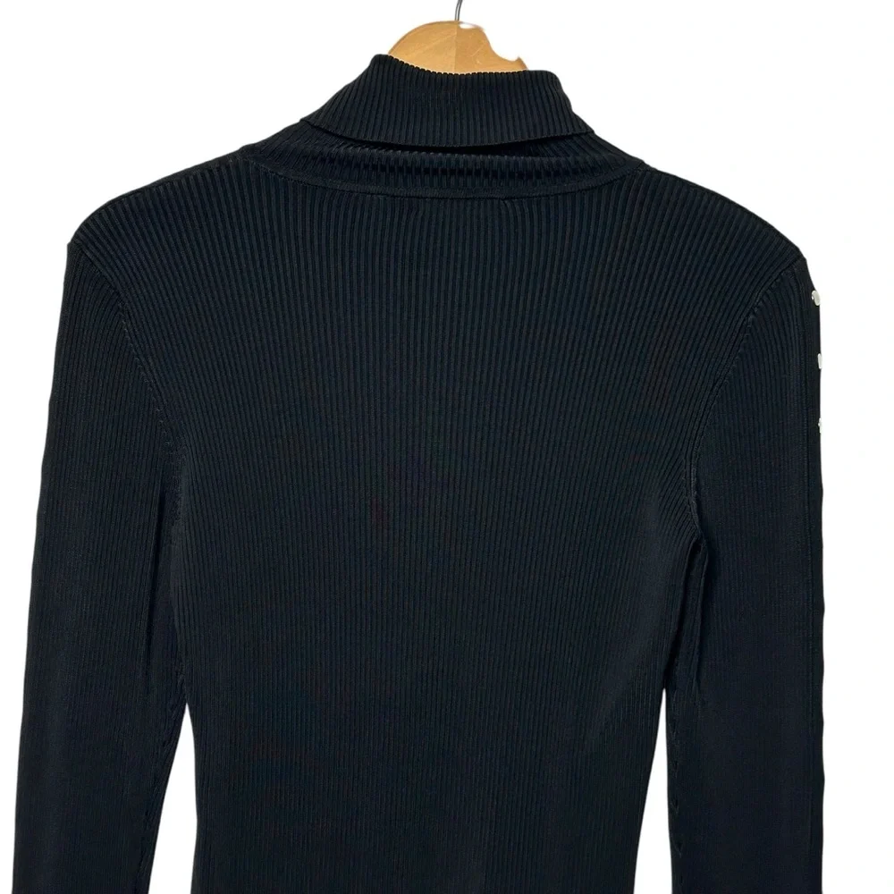 Yuka | Sweaters | Yuka Black Ribbed Long Sleeve Silver Decal Turtleneck ...